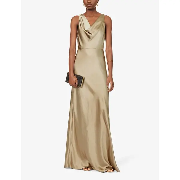 sachin and babi light blue dress Satin Cowl Neck Dress in Champagne main image 1
