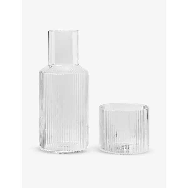 FERM LIVING Ripple Textured Small Glass Carafe Set 500ml - One-color