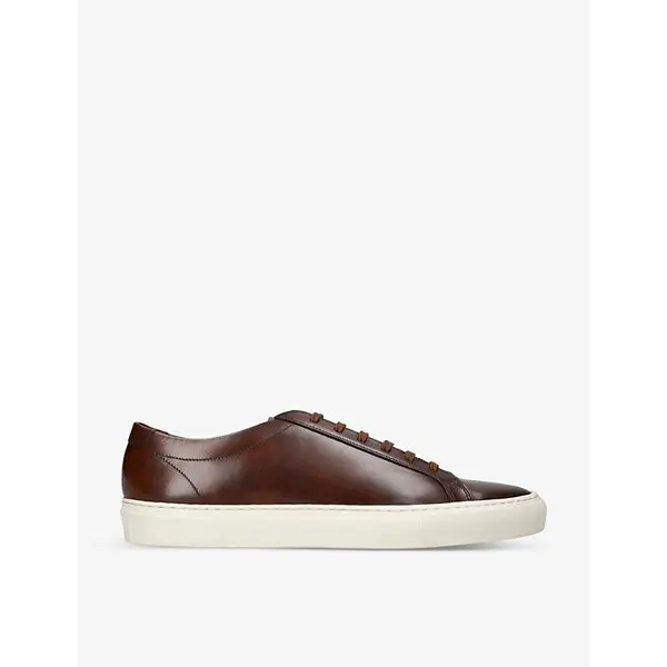 LOAKE Sprint Contrast-stitch Leather Low-top Trainers - Dark Brown