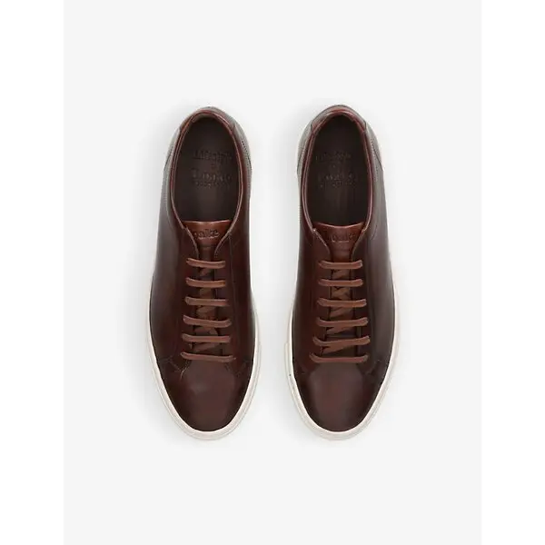 LOAKE Sprint Contrast-stitch Leather Low-top Trainers - Dark Brown