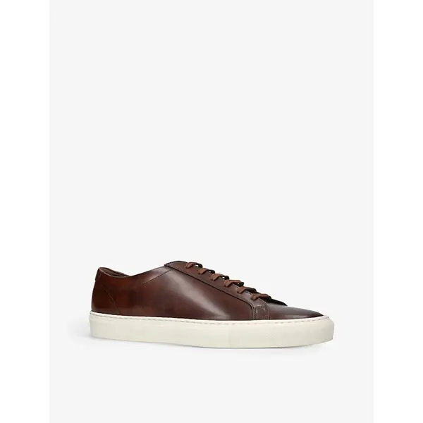 LOAKE Sprint Contrast-stitch Leather Low-top Trainers - Dark Brown