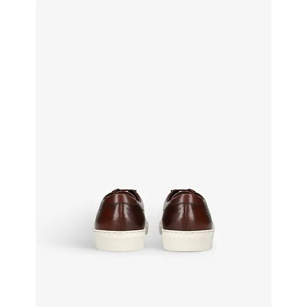 LOAKE Sprint Contrast-stitch Leather Low-top Trainers - Dark Brown