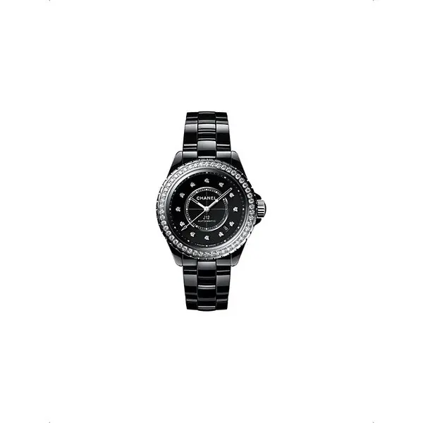Chanel J12 Ceramic, Steel And Diamond Mechanical Watch - Black