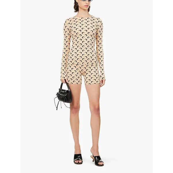 MARINE SERRE Moon-print Stretch-jersey Shorts