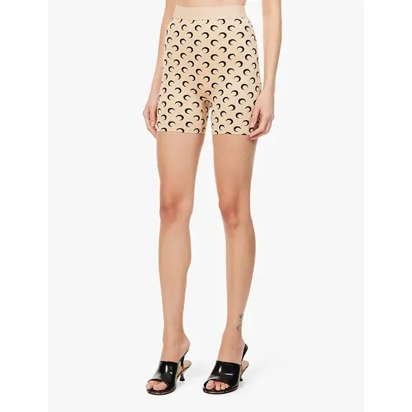 MARINE SERRE Moon-print Stretch-jersey Shorts