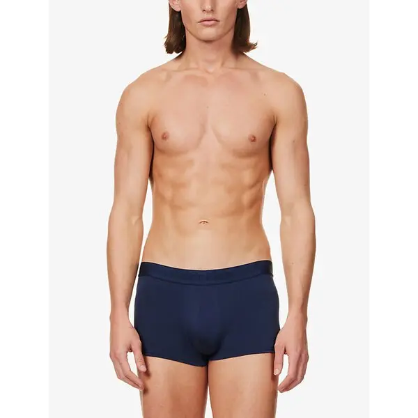 Calvin Klein Elasticated-waistband Pack Of Three Stretch-jersey Trunks - Blue Grey