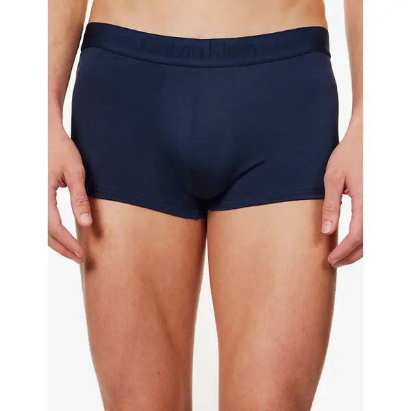 Calvin Klein Elasticated-waistband Pack Of Three Stretch-jersey Trunks - Blue Grey