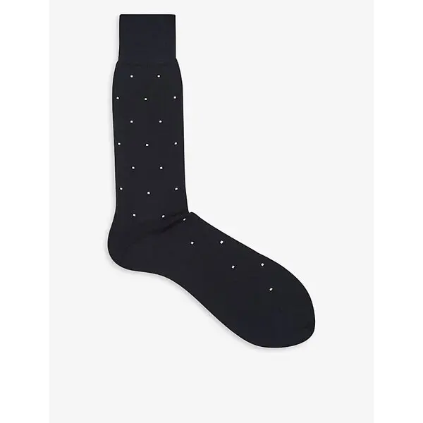 REISS Spot-print Cotton Ankle Socks - Navy