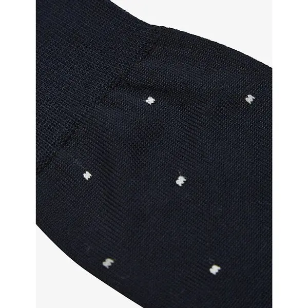 REISS Spot-print Cotton Ankle Socks - Navy