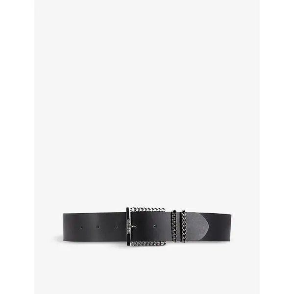 The Kooples Chain-embellished Leather Belt - Black