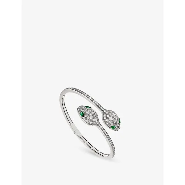 BVLGARI Serpenti Diamond Bangle Bracelet - White Gold