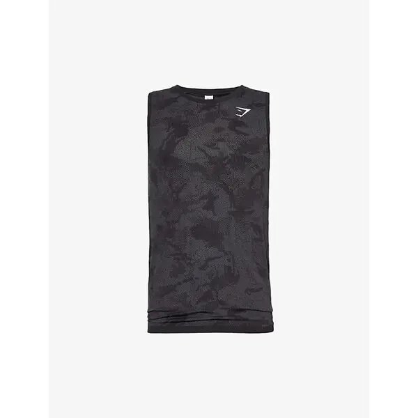 GYMSHARK Geo Seamless Logo-print Polyester-blend Tank Top - Black/charcoal Grey