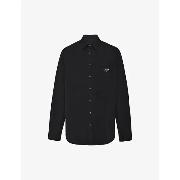 Prada Classic-collar Oversized-fit Cotton Shirt - Black