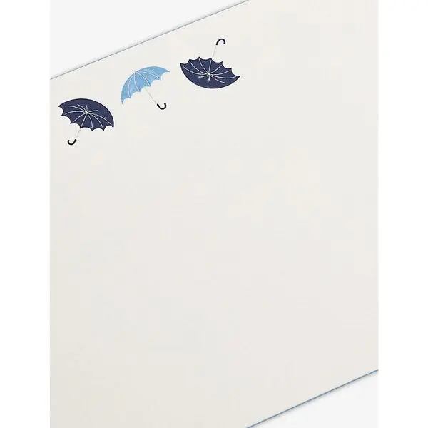 Smythson Umbrella-motif Correspondence Cards Box Of Ten - White Wove