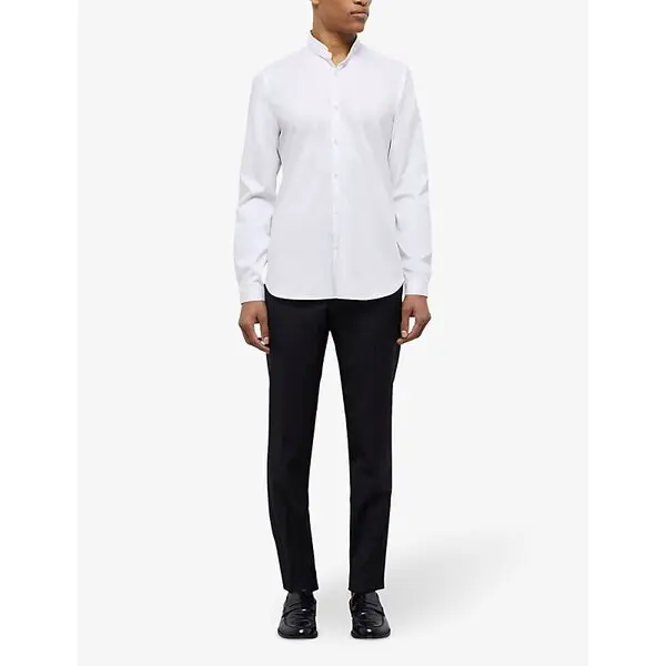 The Kooples Curved-hem Slim-fit Cotton Shirt