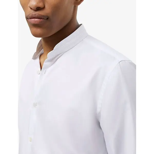 The Kooples Curved-hem Slim-fit Cotton Shirt