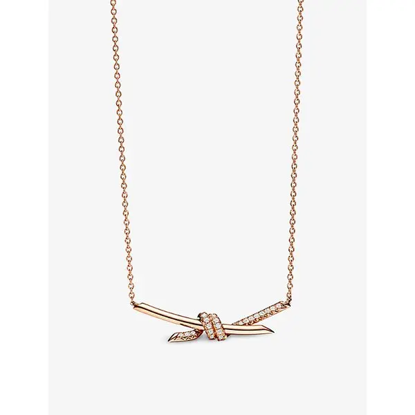 Tiffany & Co. Knot Diamond Pendant Necklace - Rose Gold