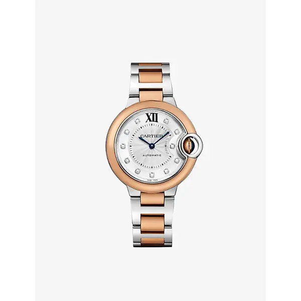 CARTIER Ballon Bleu De 18ct Rose-gold And Stainless-steel Diamond Watch - Rose Gold And Steel