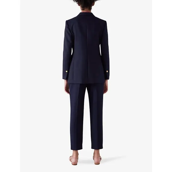 lk bennett cigarette trousers Lk Bennett Mariner High-Rise Cigarette Trousers - Blu-Navy