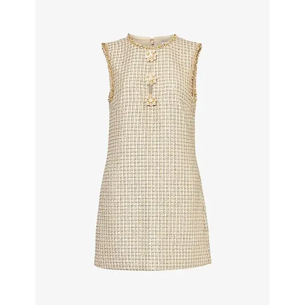Self-Portrait H-Line Woven-Blend Mini Dress - Gold | Editorialist