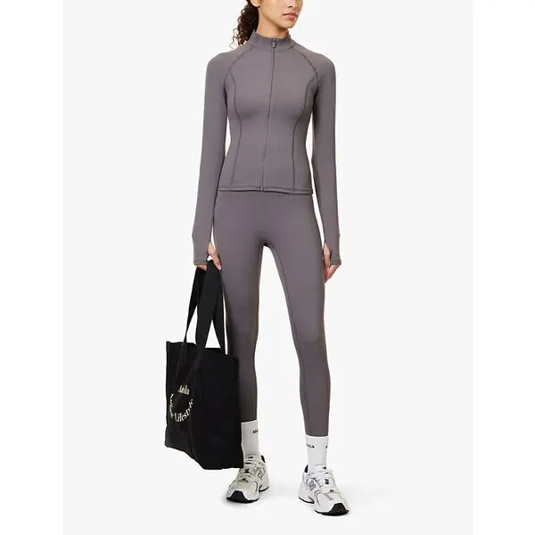 ADANOLA Ultimate Zip-up Stretch-jersey Top - Dark Grey