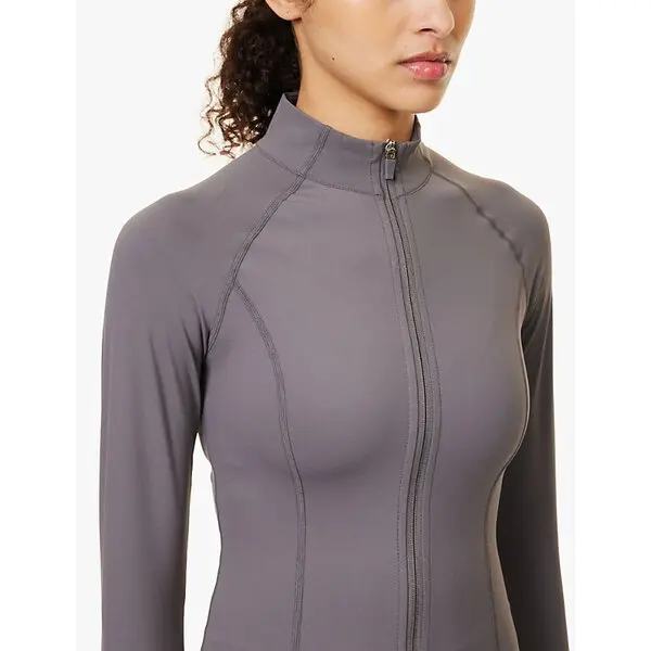 ADANOLA Ultimate Zip-up Stretch-jersey Top - Dark Grey