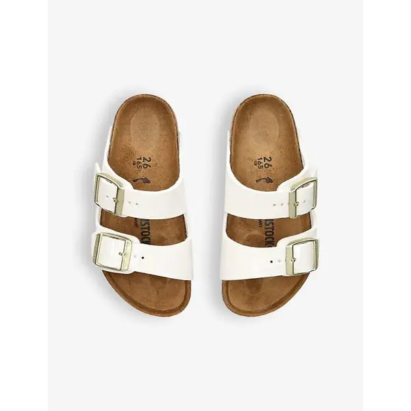 BIRKENSTOCK Arizona Double-strap Patent-leather Flat Sandals - White