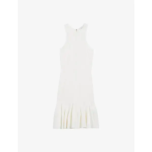 Ted Baker London Elzaaa Racer-Back Fluted-Skirt Stretch-Knit Mini Dress In  Ivory - 69% Off | Editorialist