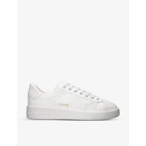 GOLDEN GOOSE Star-embroidered Faux-leather Low-top Trainers - White