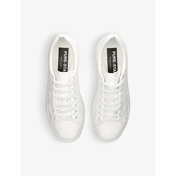 GOLDEN GOOSE Star-embroidered Faux-leather Low-top Trainers - White