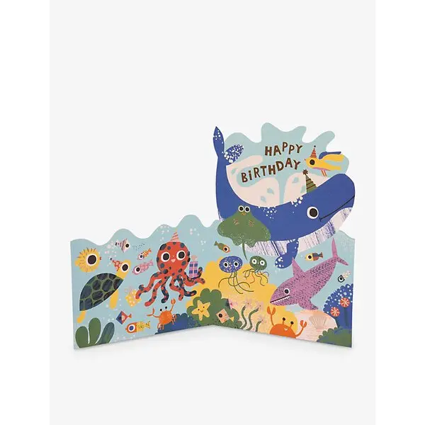 RASPBERRY BLOSSOM Happy Birthday' Ocean Greetings Card 18cm X 13cm