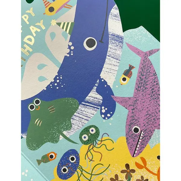 RASPBERRY BLOSSOM Happy Birthday' Ocean Greetings Card 18cm X 13cm