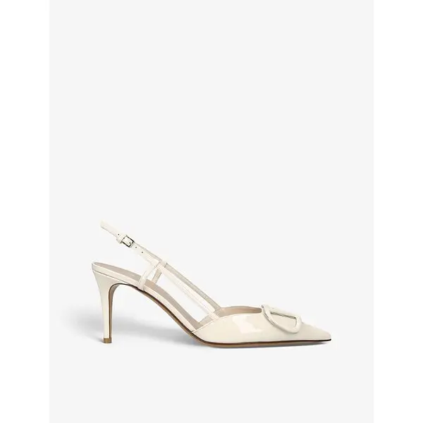 Valentino Garavani Vlogo 80 Patent-leather Slingback Courts - Winter Wht