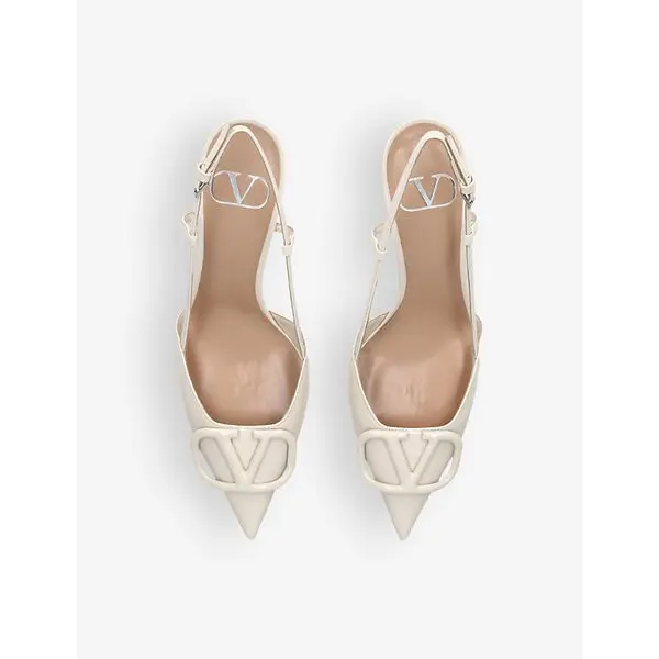 Valentino Garavani Vlogo 80 Patent-leather Slingback Courts - Winter Wht
