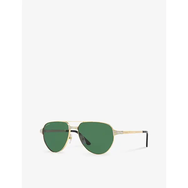 Cartier Ct0425s Pilot-frame Sunglasses - Gold