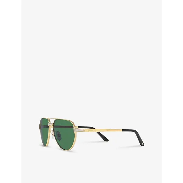 Cartier Ct0425s Pilot-frame Sunglasses - Gold