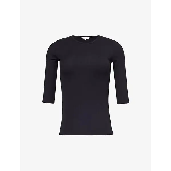 Vince Ribbed Round-neck Top - Black