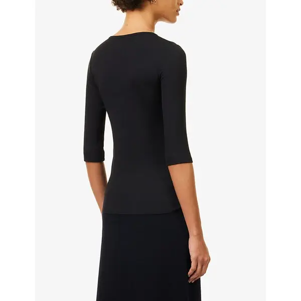 Vince Ribbed Round-neck Top - Black