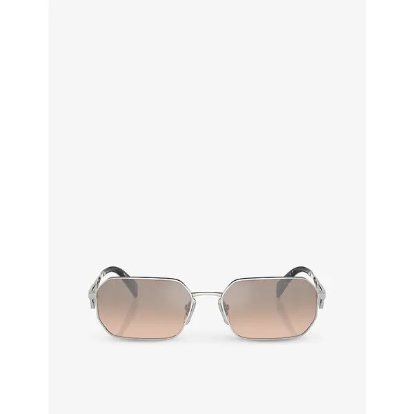 Prada Irregular-frame Metal Sunglasses - Silver