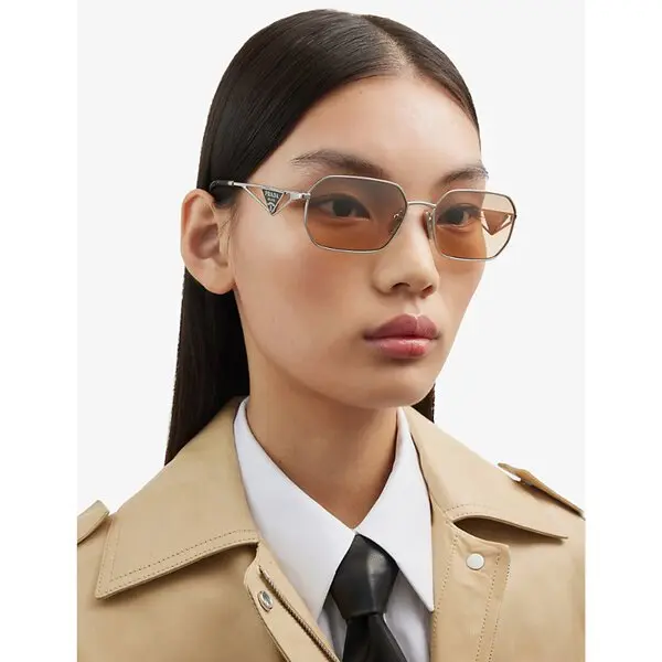 Prada Irregular-frame Metal Sunglasses