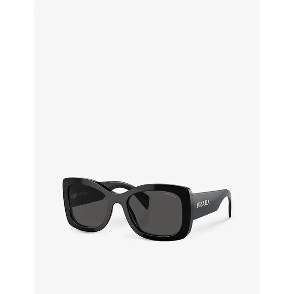 Prada Pr A08s Oval-Frame Sunglasses - Black | Editorialist