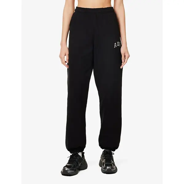 ADANOLA Logo-embroidered Straight-leg Cotton-jersey Jogging Bottoms - Black