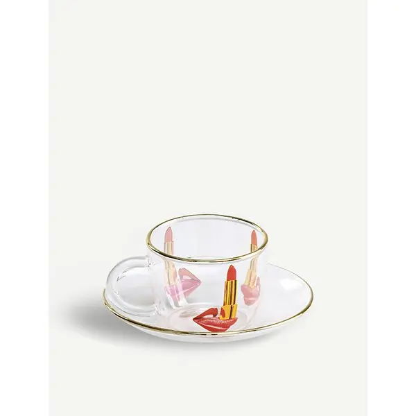 SELETTI Wears Toiletpaper Tongue Printed Glass Coffee Set - One-color
