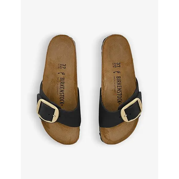 BIRKENSTOCK Madrid Oversized Buckle Leather Sandals - Black Nubuck
