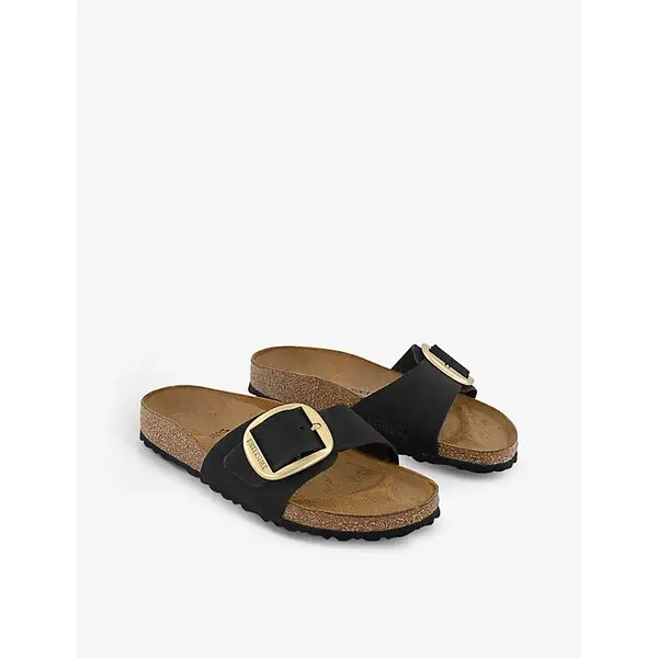 BIRKENSTOCK Madrid Oversized Buckle Leather Sandals - Black Nubuck