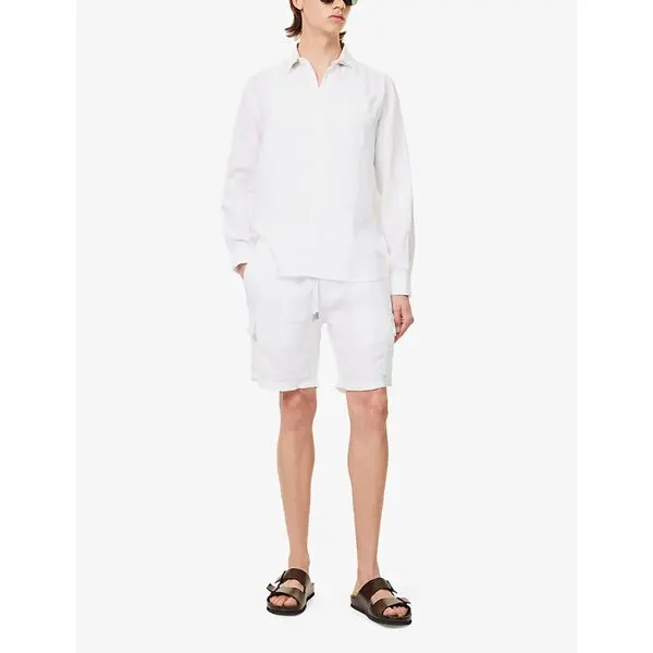 Vilebrequin Caroubis Logo-embroidered Linen Shirt - Blanc