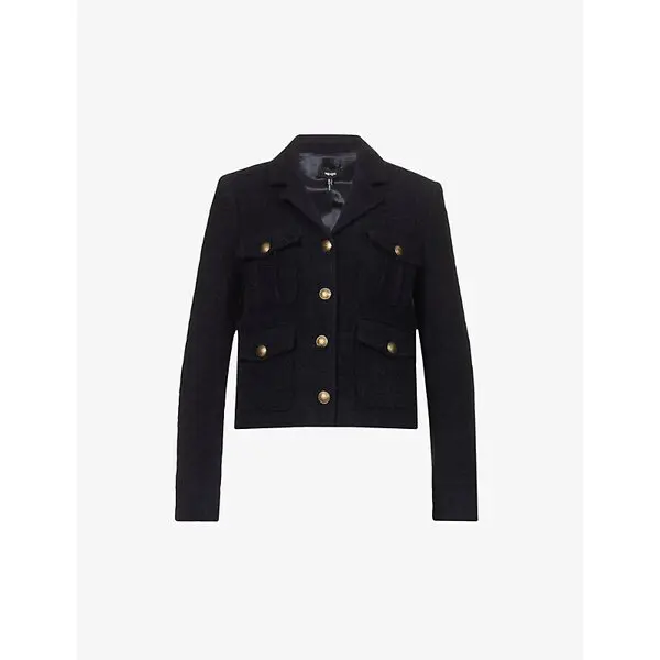 ME+EM Boucle Textured Cropped Woven Jacket