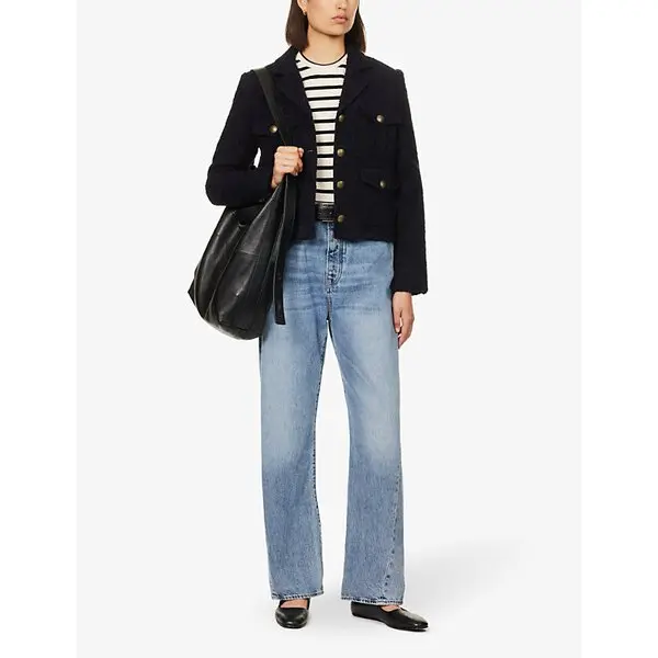 ME+EM Boucle Textured Cropped Woven Jacket