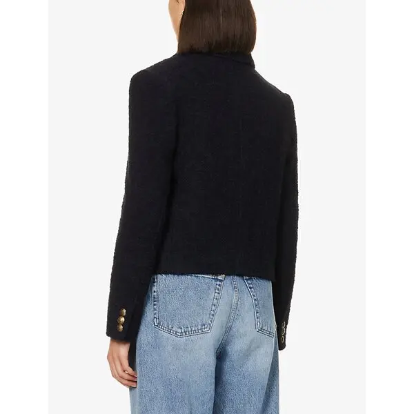 ME+EM Boucle Textured Cropped Woven Jacket