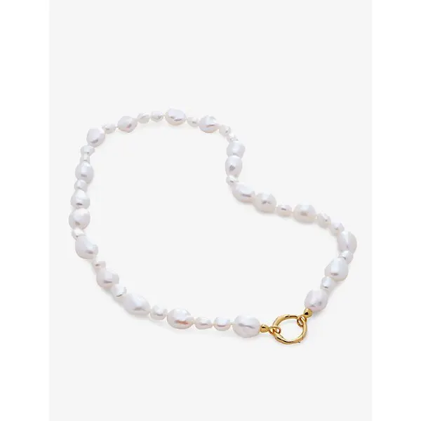 Monica Vinader Nura Supersized-pearl 18ct Gold-plated Vermeil Sterling-silver Necklace - Yellow Gold